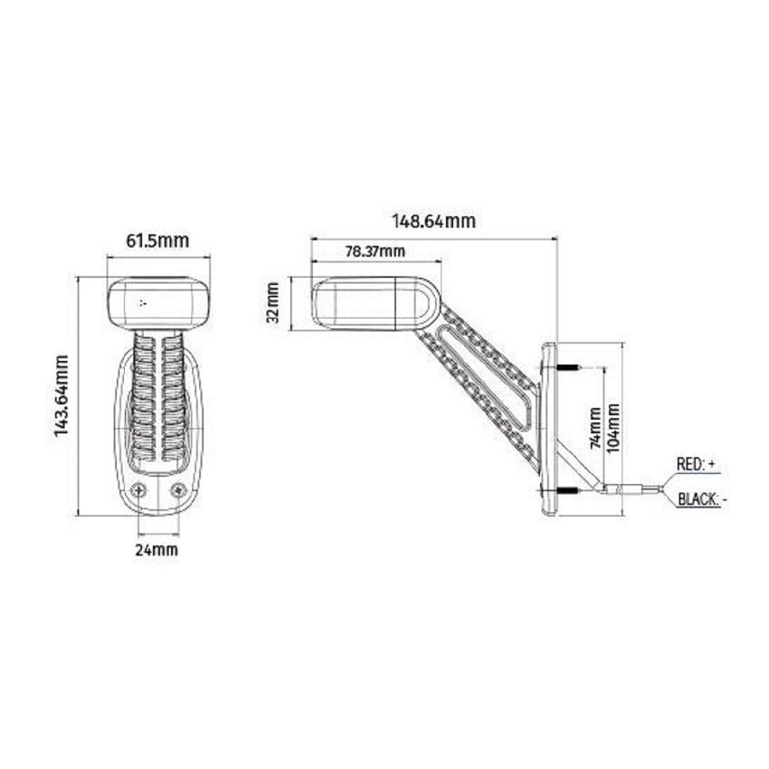 45° LED Rubber Stalk Lamp (Right)